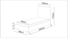 Jednolůžková postel 90x200 FLEK 5 - černá
