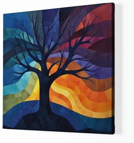 Obraz na plátně - Strom života Slunce za obzorem FeelHappy.cz Velikost obrazu: 140 x 140 cm