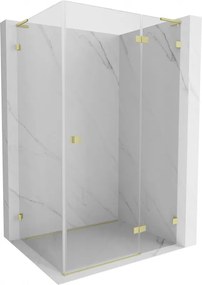 Mexen Lunar L, výklopný sprchový kout pravý 70 x 90 cm, 8mm čiré sklo, zlatý matný profil, 834L-070-090-55-00-P