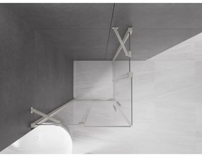 Mexen Velar Duo, sprchový kout s posuvnými dveřmi 100 x 100 cm, 8mm čiré sklo, broušená ocel, 871-100-100-02-97