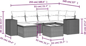 7dílná zahradní sedací souprava s poduškami černá polyratan 3255202