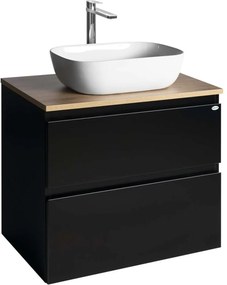 Aqualine Altair - Umyvadlová skříňka 68 cm, matná černá/dub emporio AI670-01
