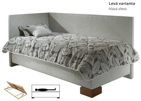 NEW DESIGN postele Zvýšená čalouněná postel QUATRO s čely a úložným prostorem, 80×200 cm Velikost postele: 80 × 200 cm, Strana: Pravá