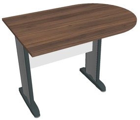 Stůl jednací oblouk 120 cm - Hobis Cross CP 1200 1 Dekor stolové desky: ořech, Dekor lamino podnože: bílá, Barva nohou: černá