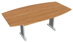 Stůl jednací sud 200 cm - Hobis Cross CJ 200 Dekor stolové desky: olše, Dekor lamino podnože: olše, Barva nohou: Stříbrná