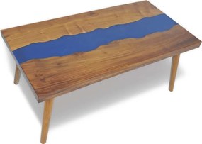 vidaXL Konferenční stolek, teak a pryskyřice 100x50 cm [245067] Barva: Hnědá a modrá