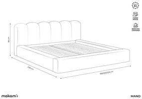 Béžová čalouněná dvoulůžková postel s úložným prostorem s roštem 140x200 cm Mano – Makamii