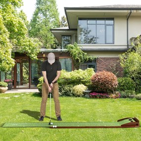 Costway Golfová podložka na patování s 2 jamkami a 3 golfovými míčky a umělým