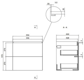 Cersanit Larga, závěsná umyvadlová skříňka 60cm, šedá matná, S932-072