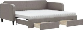 Válenda s přistýlkou a zásuvkami taupe 90 x 200 cm textil 3196873