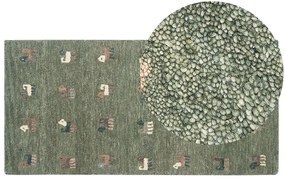 Vlněný koberec gabbeh 80 x 150 cm zelený KIZARLI Beliani