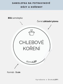 Samolepka na kořenky CHLEBOVÉ KOŘENÍ bílá 5 cm základní písmo