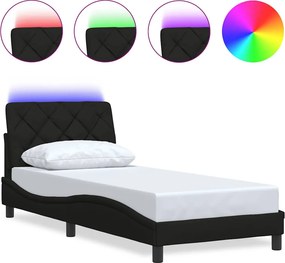 Rám postele s LED bez matrace černý 90x190 cm Látka 3310638