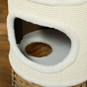 PawHut Škrabací Barevný Válec 80 cm Vysoký Ø 40 cm Třípatrový Kočičí Válec s Plyšovým Okrajem, Kočičí Doupě, Škrabací Sloupek pro Kočky Střední Velik…