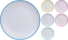 Melamin mělký talíř s barevným proužkem Barva: Modrá