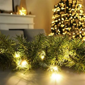 SOLIGHT LED vánoční girlanda s jehličím, 5m, 80x LED, časovač, 3xAA, IP44