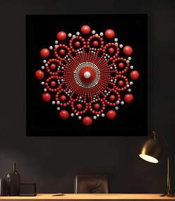 Obraz na plátně - Mandala červené perly FeelHappy.cz Velikost obrazu: 140 x 140 cm