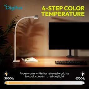 LED stolní lampička s klipem bílá / Stolní lampička / 50 cm / 1025 lm