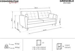 COSMOPOLITAN DESIGN Třímístná rozkládací pohovka s úložným prostorem Grenoble