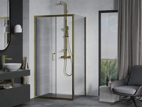 Mexen Apia sprchový kout s posuvnými dveřmi 120 (dveře) x 70 (stěna) cm, 5mm čiré sklo, zlatý profil, 840-120-070-50-00