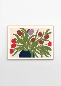 The Poster Club Plakát Tulips in a Blue Vase by Anine Cecilie Iversen 21x29,7 (A4)