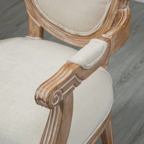 HOMCOM Jídelní židle Kuchyňská židle s imitací lnu, Jídelní židle, Křeslo s opěradlem, Dřevěné nohy, Čalouněná židle do 150 kg, pro Obývací pokoj, Ku…