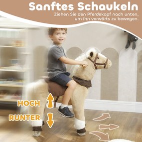 AIYAPLAY Jezdící kůň pro děti, látkový potah, stabilní rám, hladká kolečka, houpací kůň, 3-5 let, Hnědá