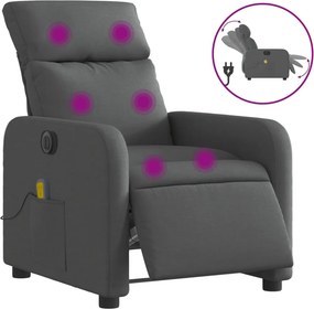 Elektrické masážní polohovací křeslo tmavě šedé textil 3206691