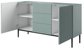Komoda Nicole 150 cm s třemi zásuvkami - šalvěj MDF / černé nožky