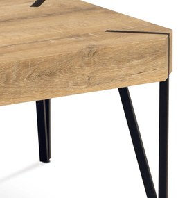 AUTRONIC Konferenční stolek 110x60x42, MDF bělený dub, kov černý mat