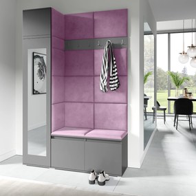 Eka Předsíňová stěna s čalouněnými panely Trinity 22 - Grafit / Fialová 2311