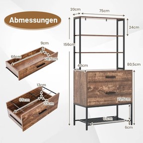 Costway Kartotéka s nabíjecí stanicí kancelářská skříňka se 3 otevřenými