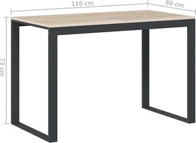 Počítačový stůl černý a dub 110 x 60 x 73 cm dřevotříska 30199