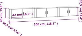 vidaXL Nástěnné TV skříňky 3 ks 100 x 34,5 x 40 cm [3188378] Barva: kouřový dub