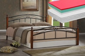 Casarredo - Komfort nábytek Kovová postel CRETA 180x200 + 2 ks matrace LITERA 90, třešeň/černý kov