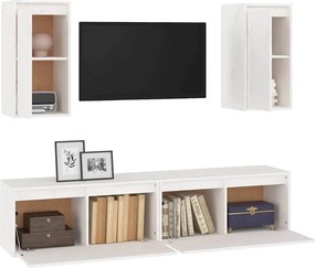 TV skříňky 4 ks bílé masivní borové dřevo 3100170