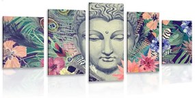5-dílný obraz Buddha na exotickém pozadí - 200x100 cm