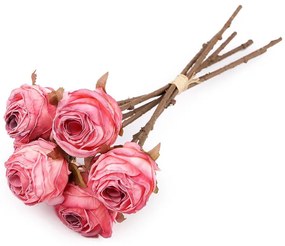Umělá růže vintage svazek - 5 růžová světlá