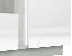 Casarredo Vitrína nízká RUBENS beton šedý/bílá lesk