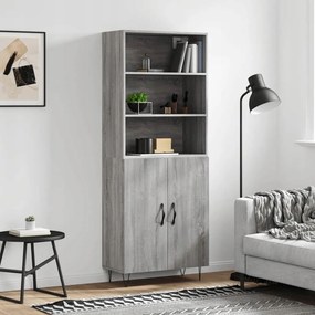 Skříň Highboard Černá 69,5 X 34 X 180 Cm Kompozitní Dřevo Šedá sonoma 2 d