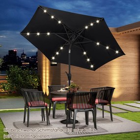 Costway Slunečník 230 cm s LED solárním osvětlením a klikou zahradní