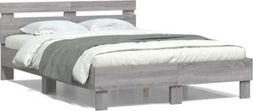 Rám postele s čelem a LED osvětlením šedý sonoma 135 x 190 cm 3207572