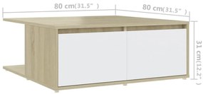 vidaXL Konferenční stolek bílý dub sonoma 80 x 80 x 31 cm dřevotříska