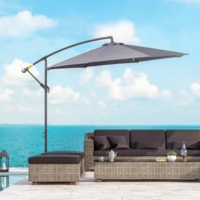 Outsunny volně stojící slunečník, osmihranný, skládací, průměr 3 m, zahradní slunečník s křížovým stojanem Ø295 x 255 cm, šedý
