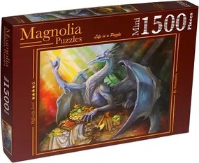 MAGNOLIA Puzzle Modrý drak s pokladem / 1000 dílků / 68 x 48 cm