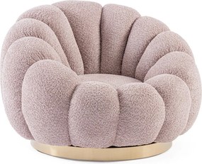 Růžové otočné křeslo z textilie bouclé Florel – Bizzotto