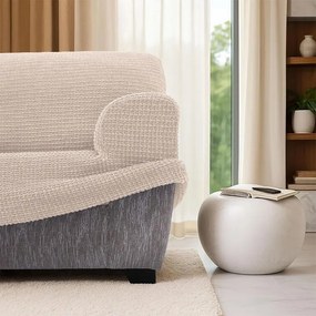 Super strečové potahy RUBINIA smetanová křeslo ušák (š. 70 - 95 cm)
