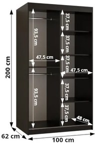 Šatní skříň SOSNA Abika 100/200/62 barevné provedení: bílý mat