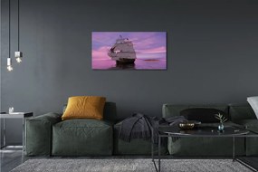 Obrazy na plátně Fialové nebe ship sea 125x50 cm