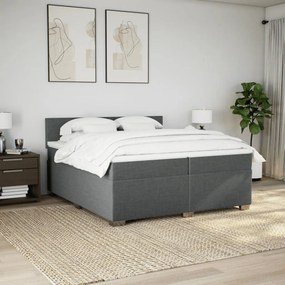 Box spring postel s matrací tmavě šedá 200x200 cm textil 3285989
